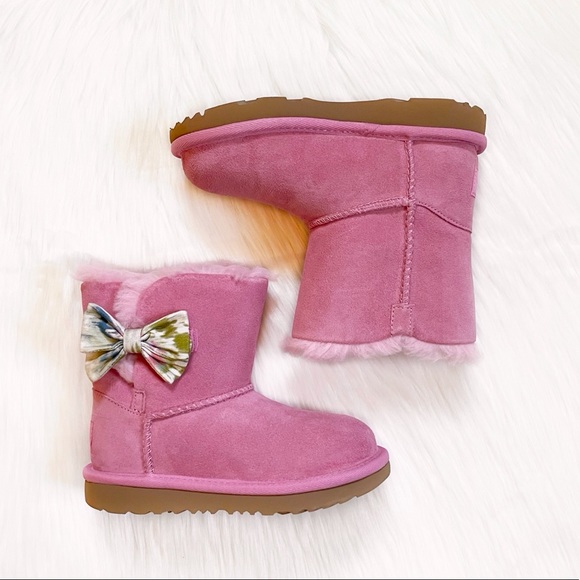 UGG | Shoes | Ugg Toddler Kenzie Tie Dye Bow Pink Suede Boots | Poshmark